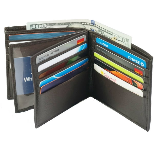 Genuine Leather European Hipster Mens Wallet Thick Large Bifold 20 ...