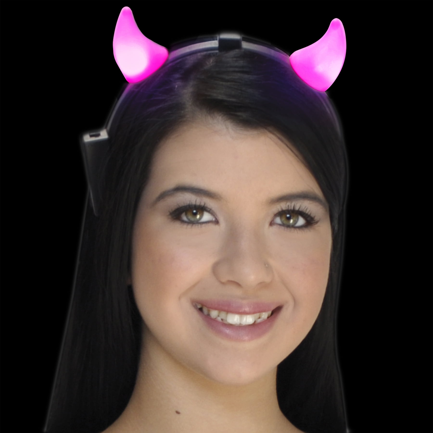 FlashingBlinkyLights Light Up LED Hot Pink Devil Horns Headband ...