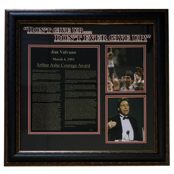 Jim Valvano Framed 25x27 Photo Speech Dont Ever Give Up Arthur Asche ...