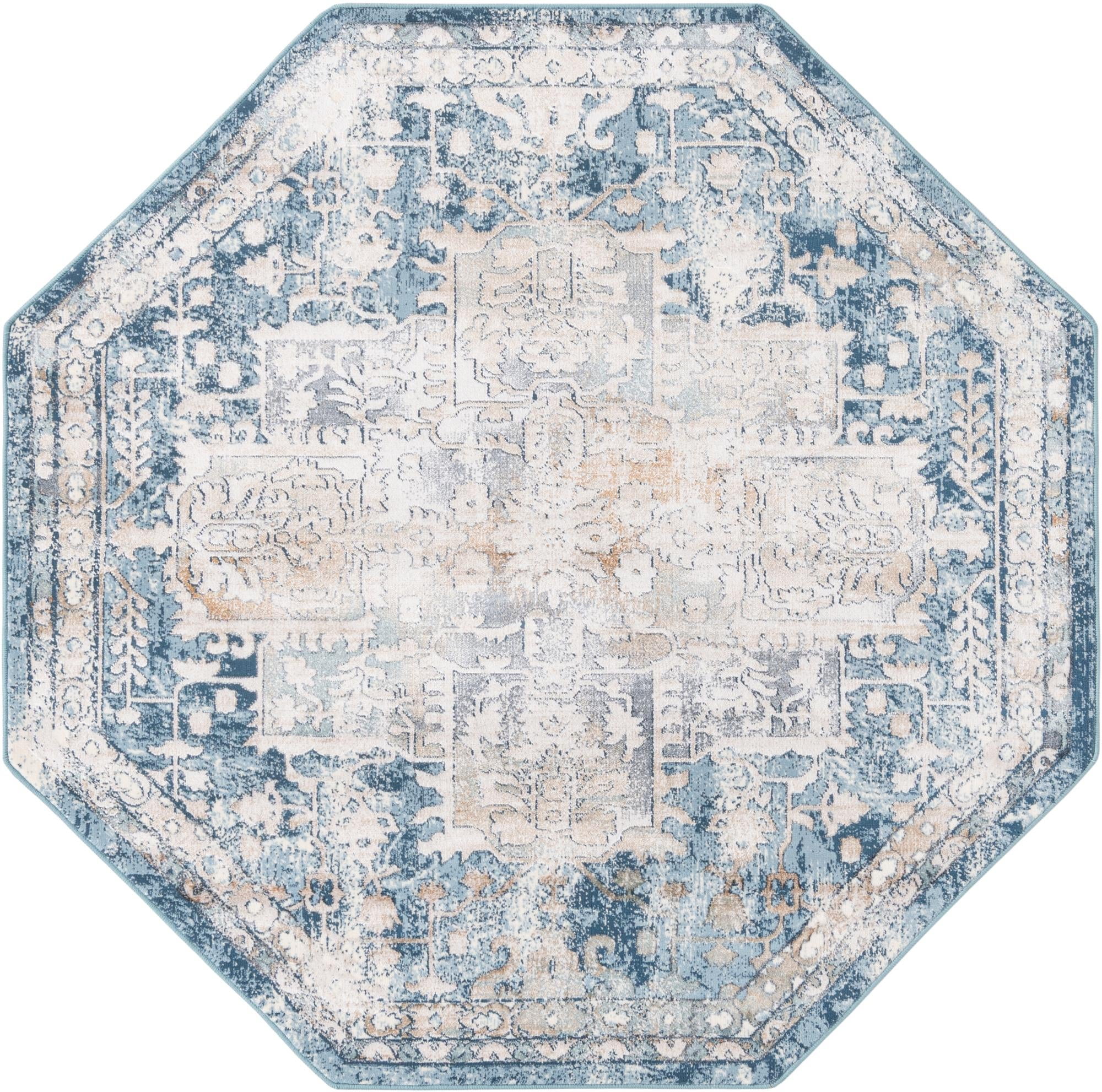 Rugs.com Highbury Collection Rug – 5 Ft Octagon Teal Medium-Pile Rug ...