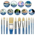 11 Pcs Artist Paint Brushes Set for Oil, Professional Bristle Hog Hair ...