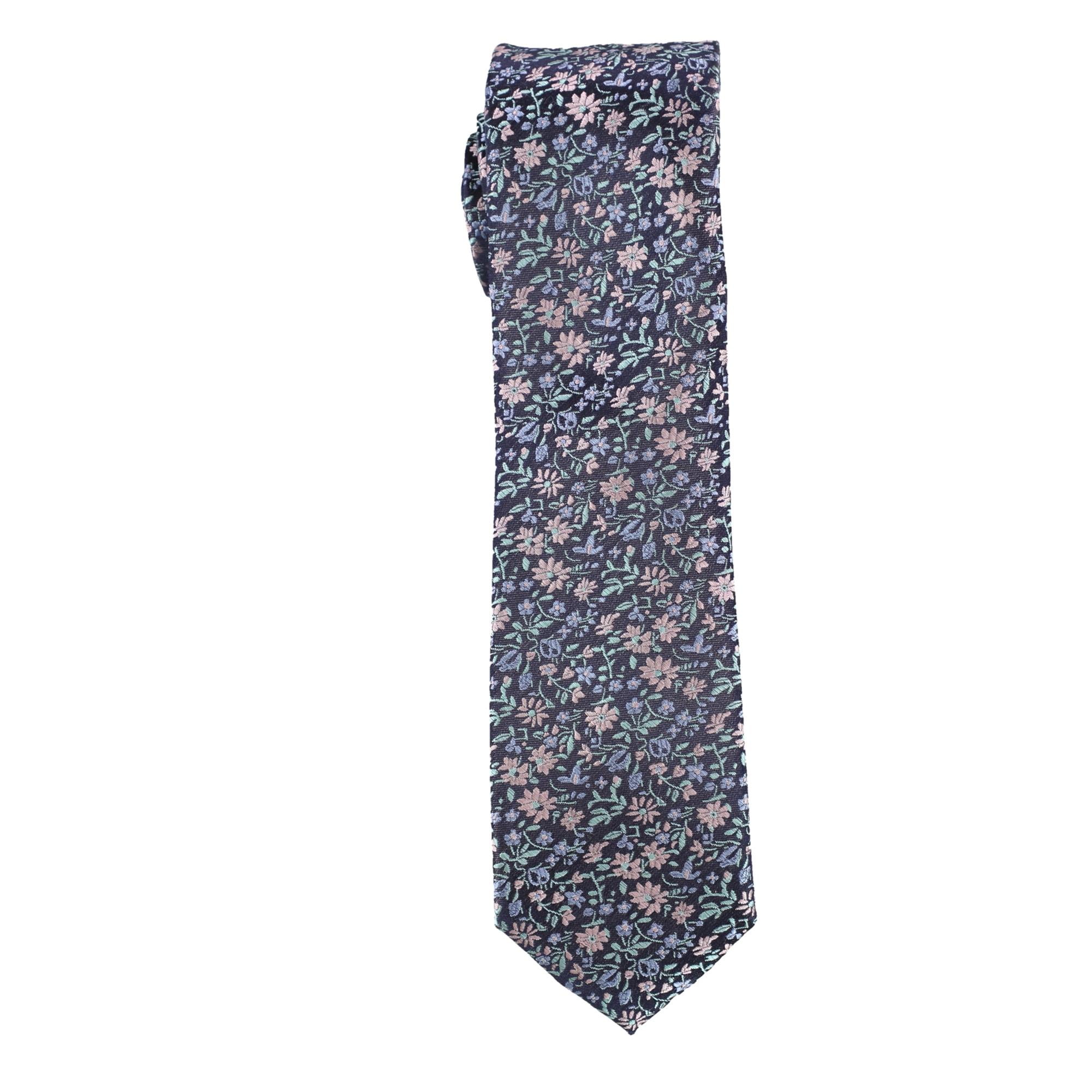 bar III - Corbata para hombre, diseño floral, flaca, color azul, talla ...