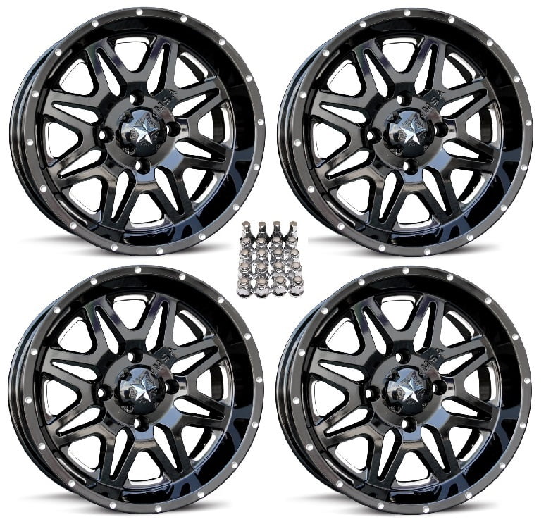 MSA M26 Vibe ATV Wheels/Rims Black Mill 16" Sportsman RZR Ranger ...