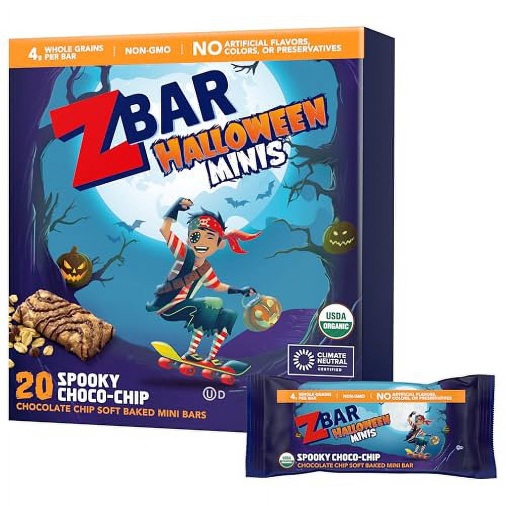 Zbar Halloween Minis Spooky Choco-Chip Organic Snack Bars, 20 Mini Bars ...
