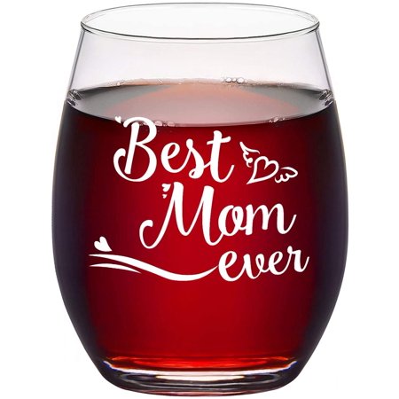 Best Mom Ever Wine Glass, 15Oz Stemless Wine Glass for Women, Mom, Mom to be, Wife, Mother's Day ...