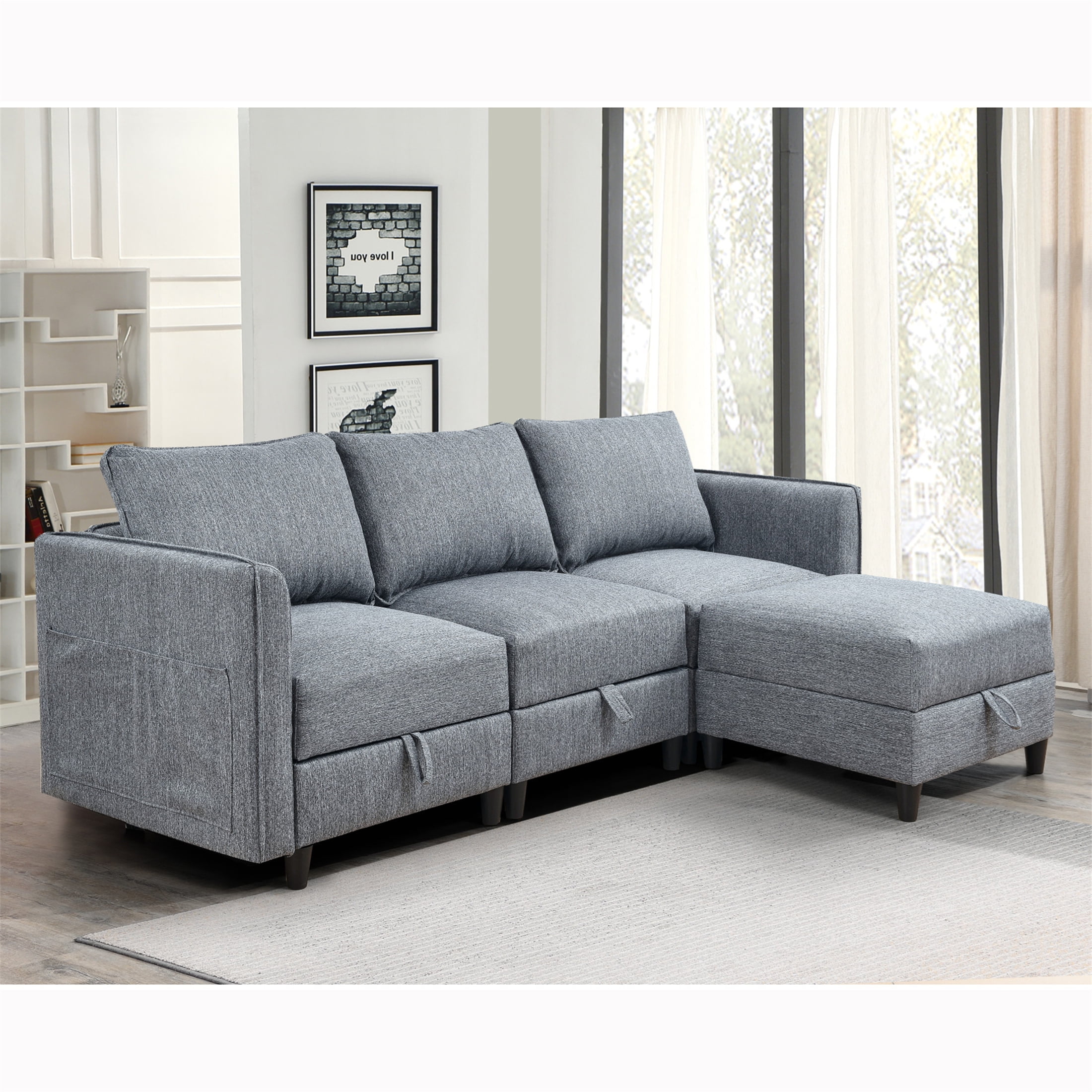 Convertible Sectional Sofa Bed With Storage | Baci Living Room