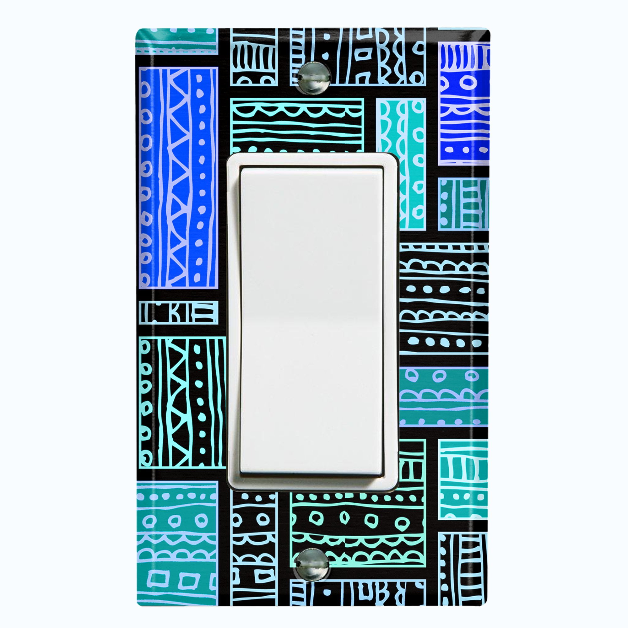 Metal Light Switch Plate Cover Safari African Tribal Art Pattern Teal ...
