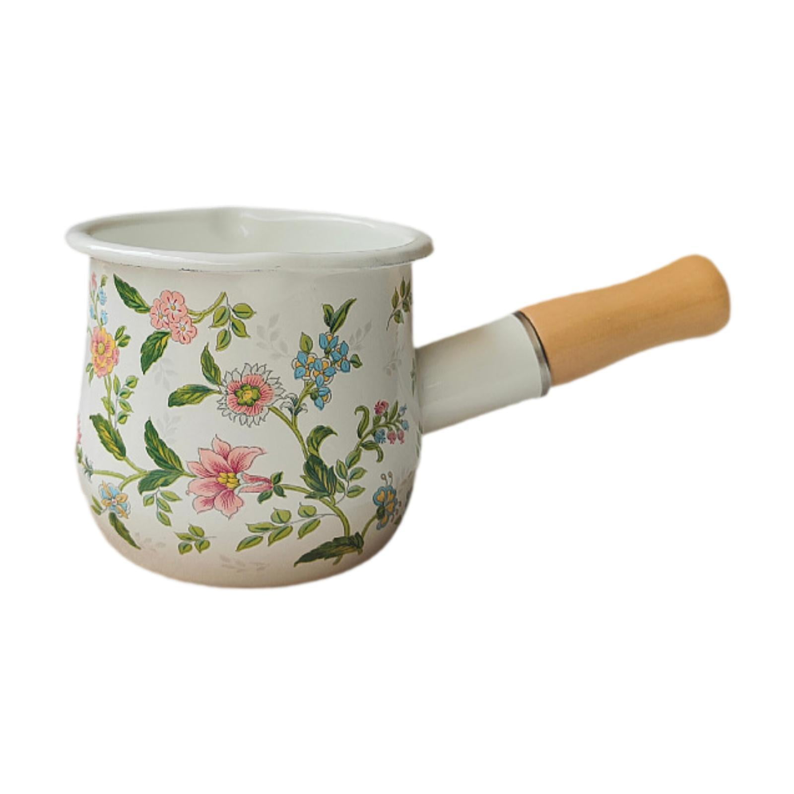 Mini sopa de leche pequeña Mini sopa con mango de madera Agua hirviendo ...