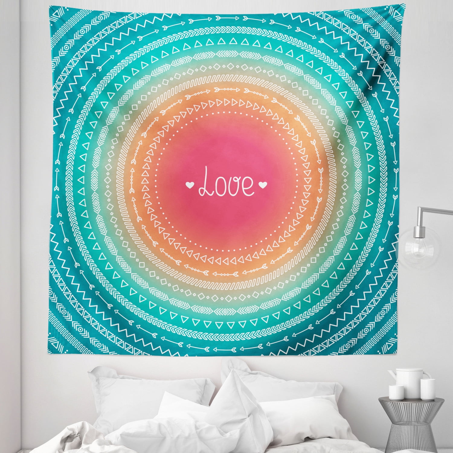 Arrow Tapestry, Geometric Round Line Border with Eastern Motifs ...
