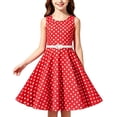 BLTIBY Girls Vintage Dress 50s Retro Round Neck Dresses Sleeveless ...