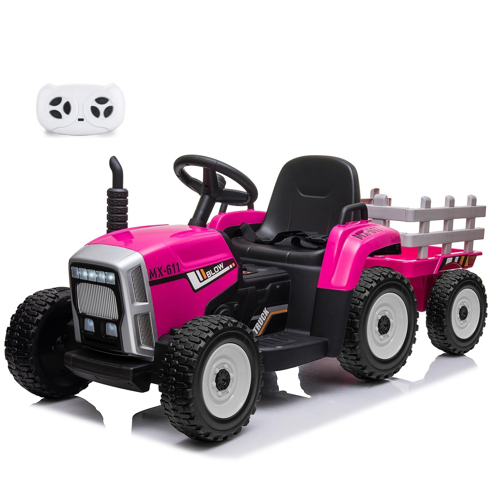 Tractor eléctrico Nasitip 12 V para niños con remolque de 3 a 6 años ...