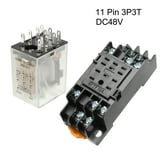 DC48V Coil 11 Pin 3P3T Electromagnetic Purpose Power Relay + Socket ...