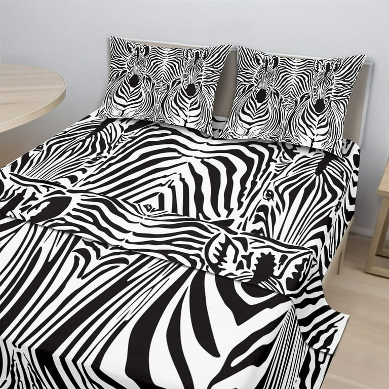 Queen Size Bedding With Matching Zebra Print Wallpaper Border Levtex