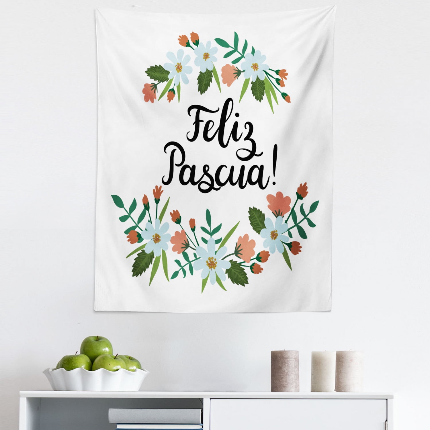 Spanish Tapestry, Feliz Pascua Happy Easter Celebration with Floral ...