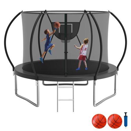 KOFUN Trampoline 10FT, Heavy Duty Backyard Trampoline with Basketball ...
