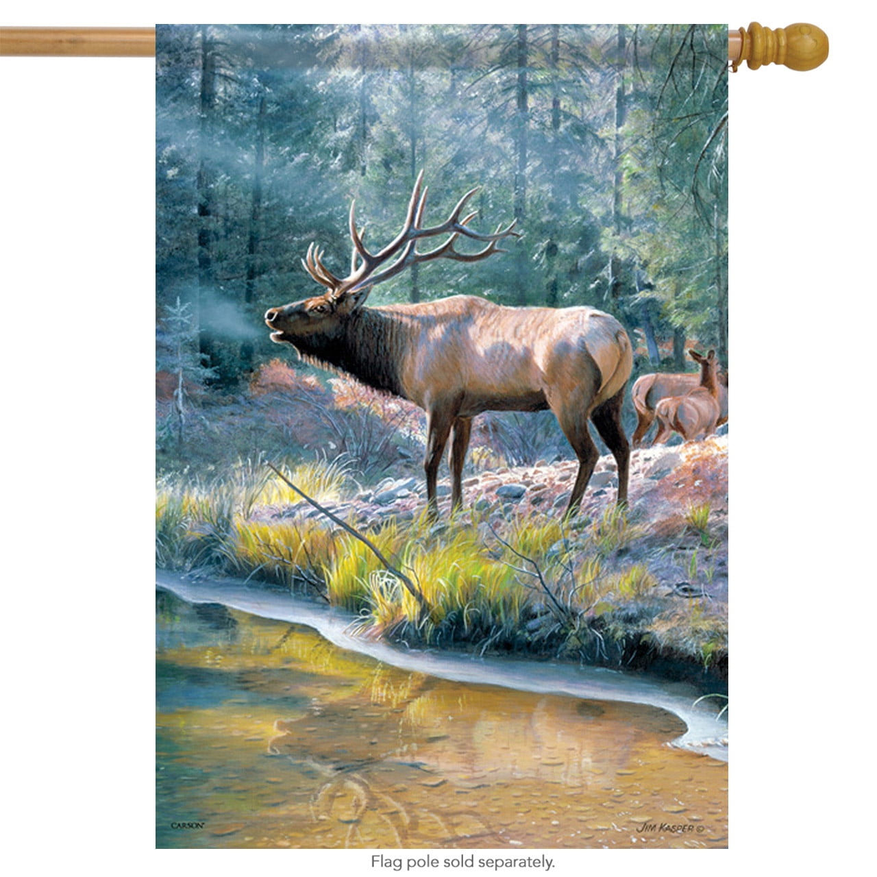 Elk Reflection Wildlife House Flag Winter Double Sided Banner 28" x 40 ...