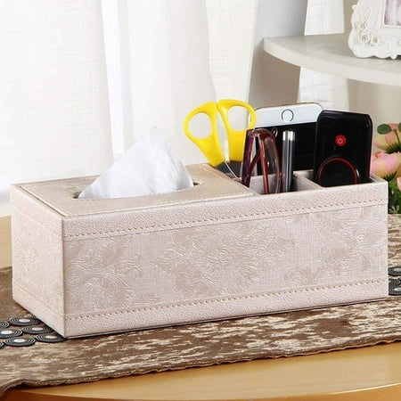 PU Leather Multifunction Tissue Box Cover Pen Pencil Holder Remote ...