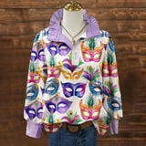 Mardi Gras Hauts à Manches Longues pour Femmes 2026 Mode Col en Laitue ...