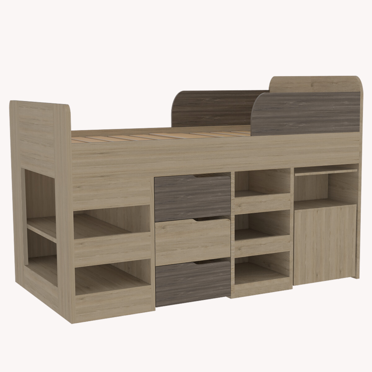 Cama armable modelo Nido con escritorio marca Diecsa color Duna DIECSA ...