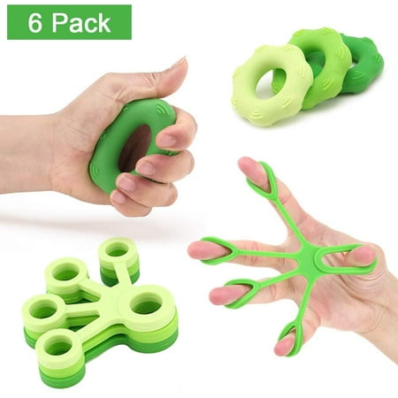 Hand Muscle Trainer & Finger Trainer Set Of 6, Hand Trainer Ring ...