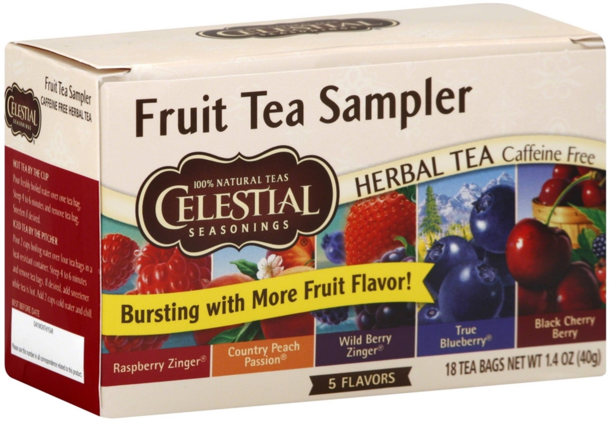 Celestial Seasonings Herbal Tea Bags, Fruit Tea Sampler 18 ea (Pack of ...