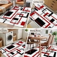 Area Rug 48×72in, Geometric Red Grey Black Square Floor Carpet Living ...