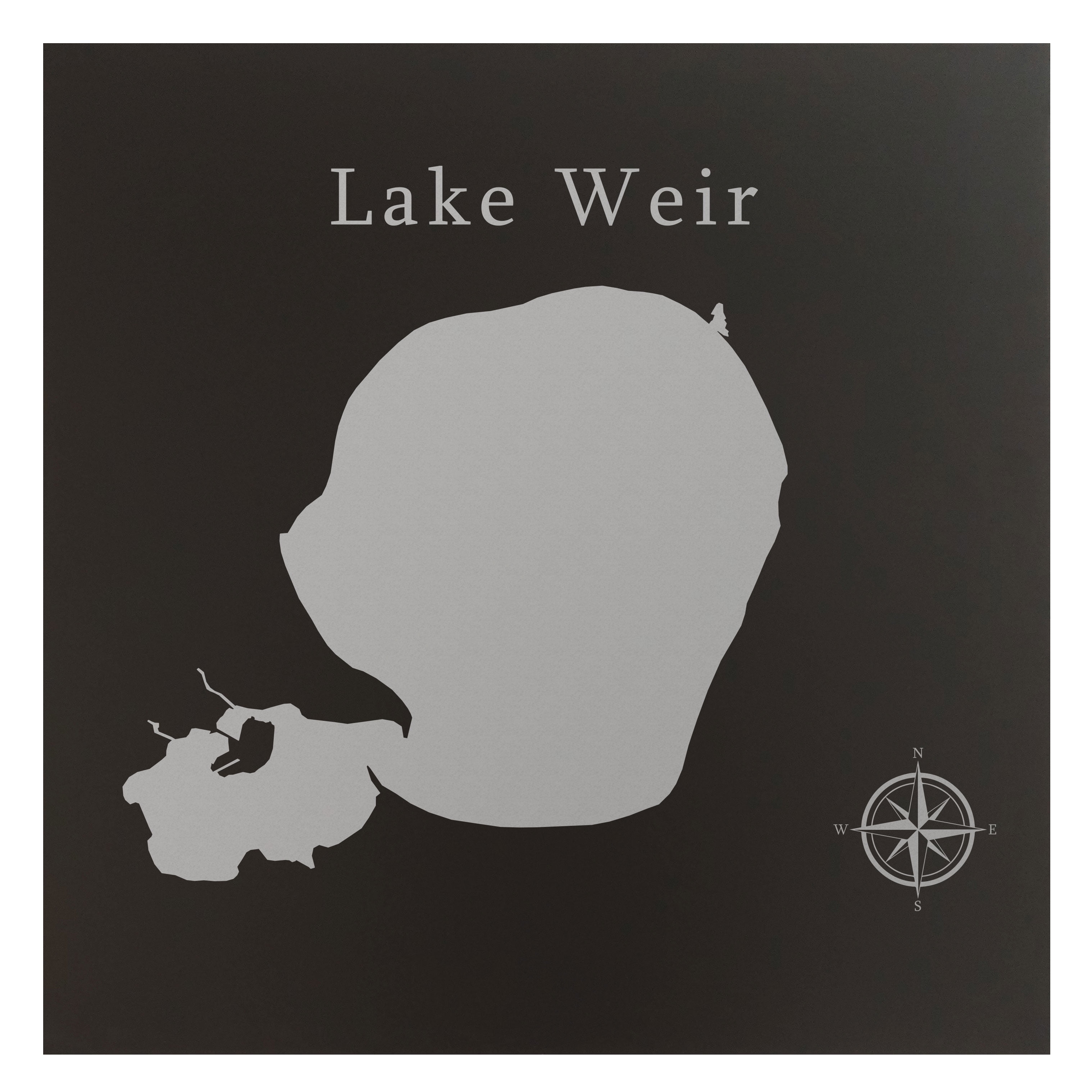 Lake Weir Map 24x24" Black Metal Wall Art Office Decor Gift Engraved ...