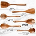 AOKIWO 6-Piece Teak Wooden Utensils for Cooking - Soft Grip Wood Spoons ...