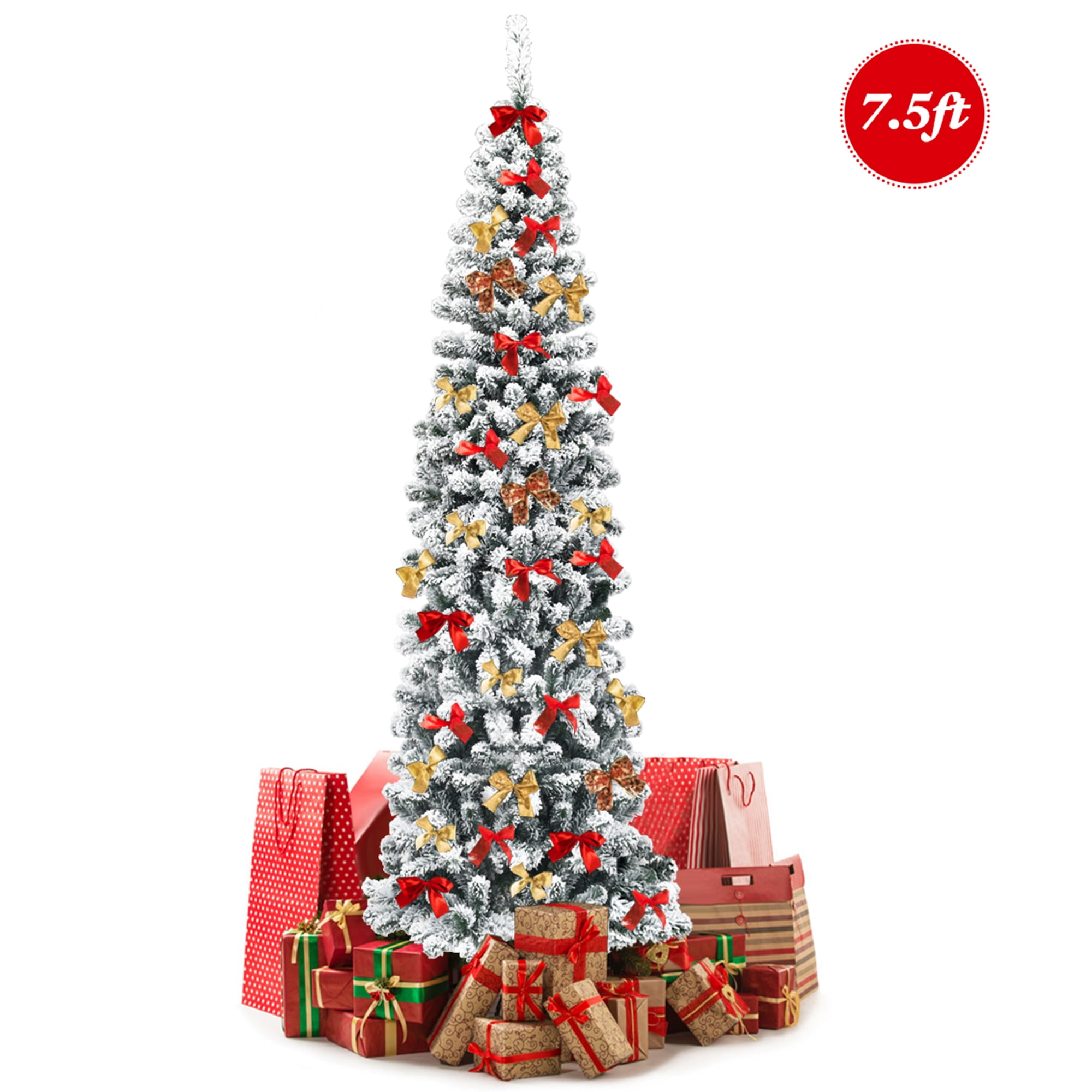 Click here for Gymax 7.5ft Snow Flocked Pencil Christmas Tree Art... prices