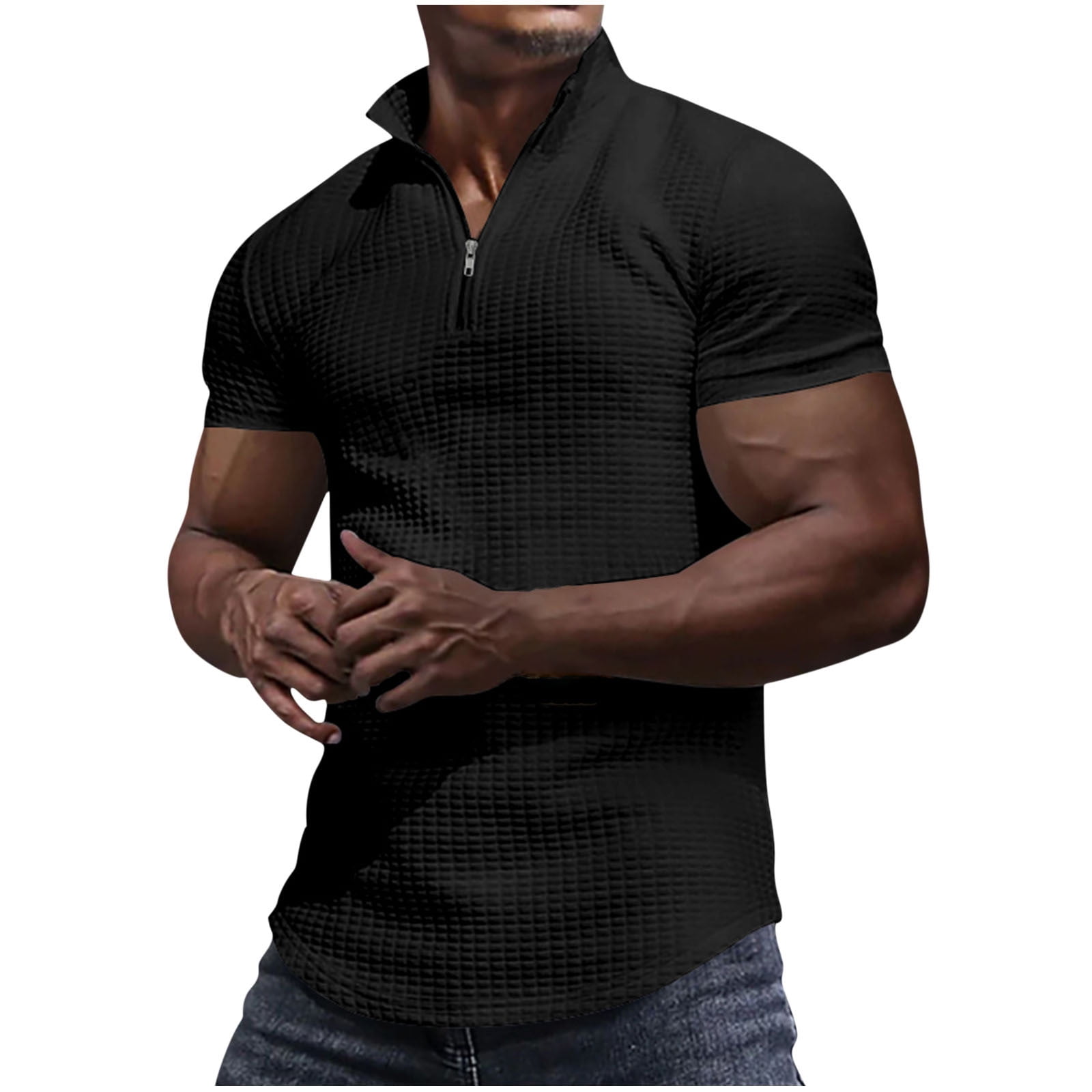 Playeras Elvqul de Caballero Algodón Casuales Negro Gym Liso Manga ...