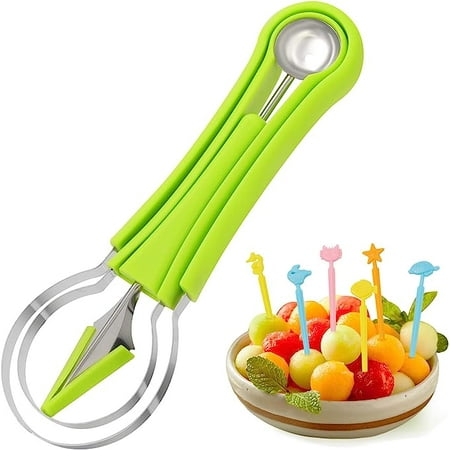 Professional Melon Spoon Set with Fruit Forks, 4 in 1 Stainless Steel ...