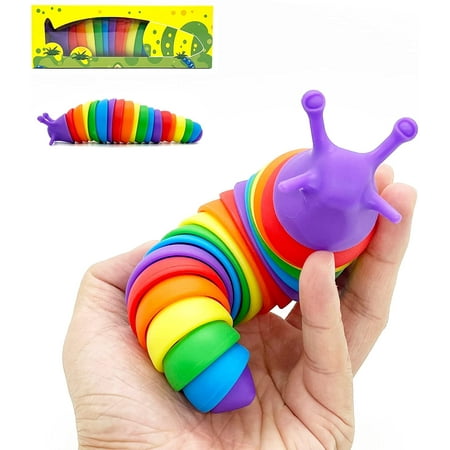 Fidget Slug 3D Printed Articulated Sticky Stretch Slug Fidget Trick Toy ...