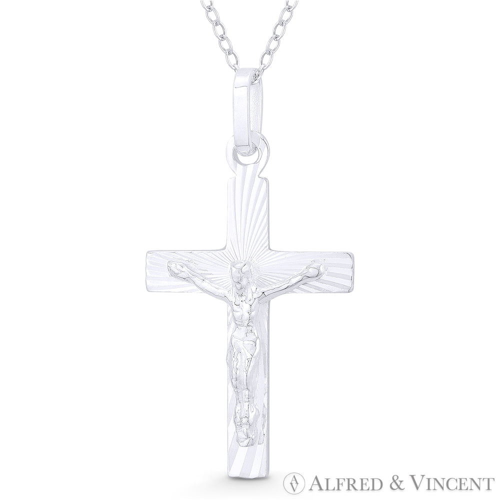 Jesus on Radiant Crucifix Catholic Christian Cross Pendant w/ Chain ...