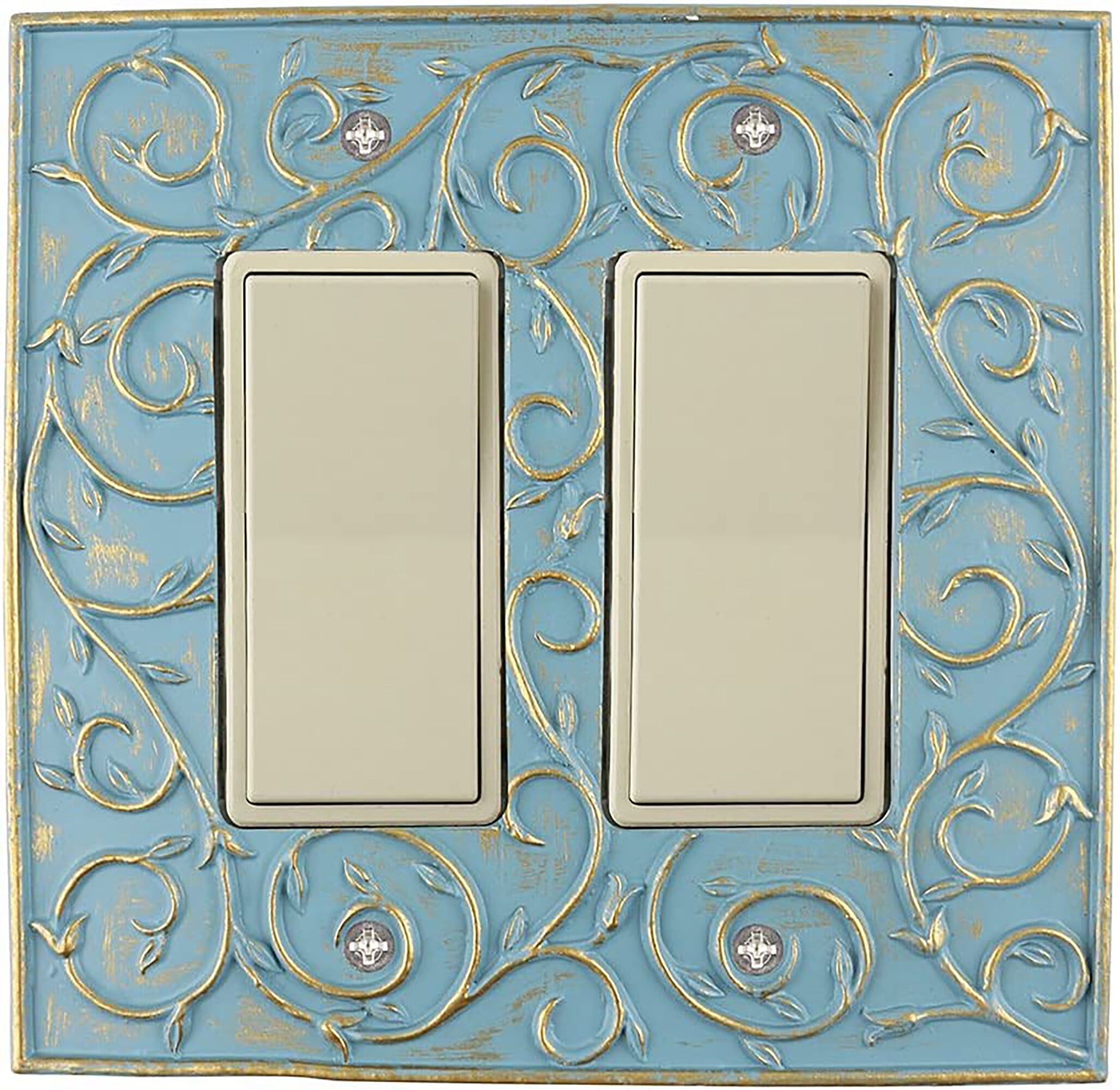 Meriville French Scroll 2 Rocker Wallplate, Double Switch Electrical ...