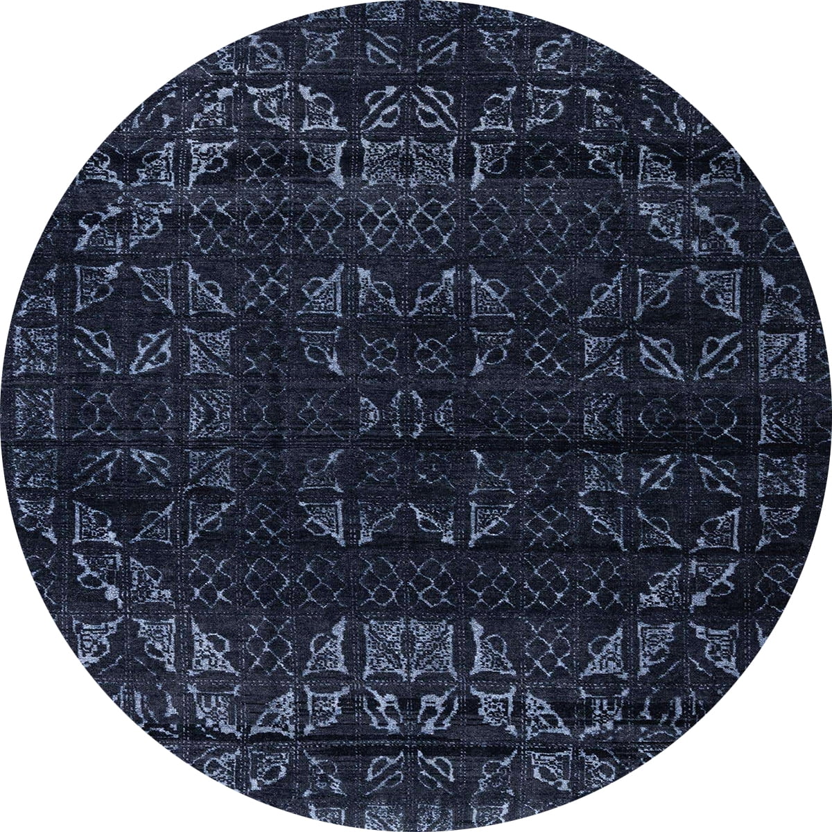 Ahgly Company Indoor Round Abstract Blue Abstract Area Rugs, 4' Round ...