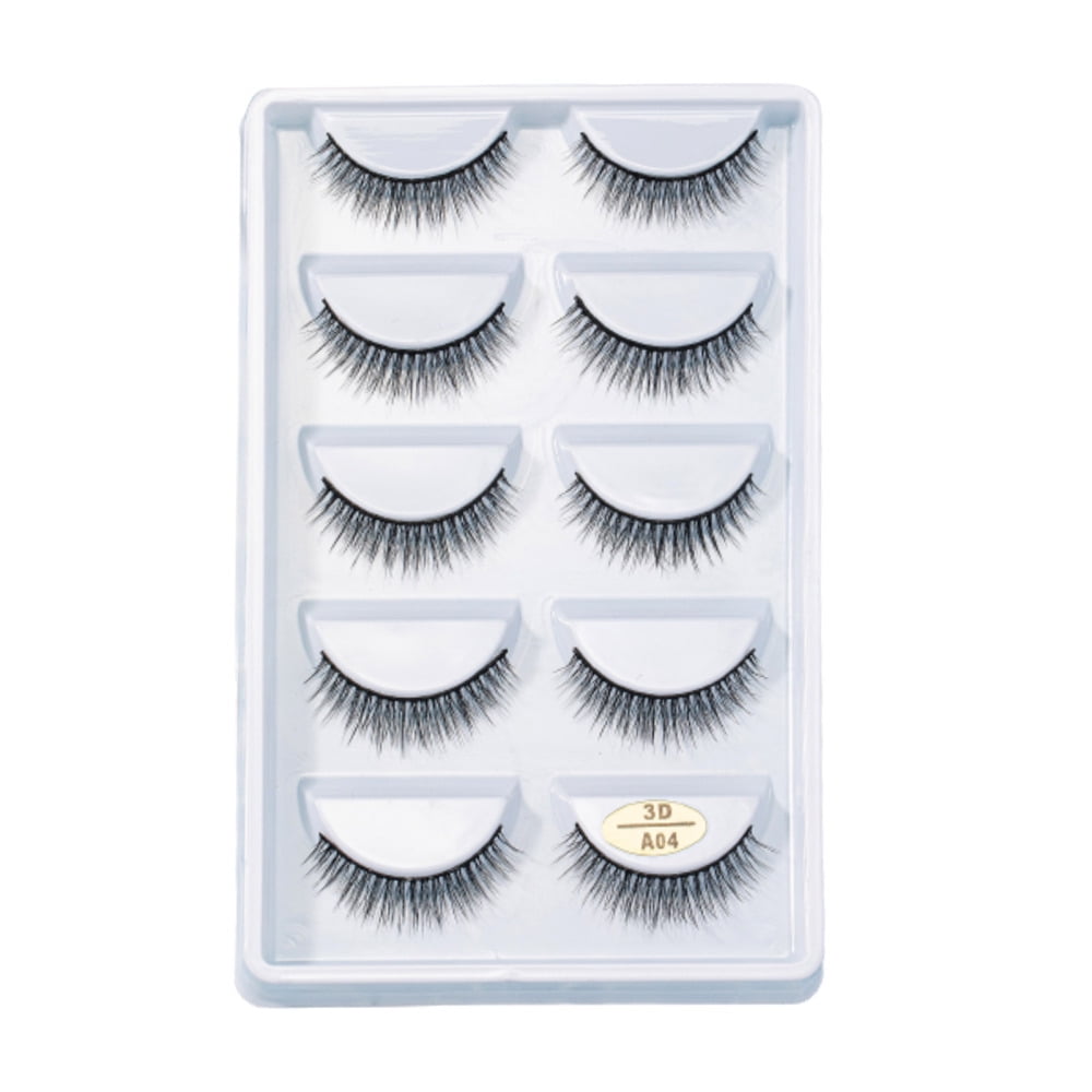 5 Pairs Natural 8D Eyelashes Long Curling up Bushy Lashes Easy to Pinch ...