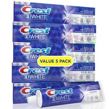 Crest 3D White Ultra Whitening Toothpaste, Vivid Mint (5.2 oz., 5 pk ...