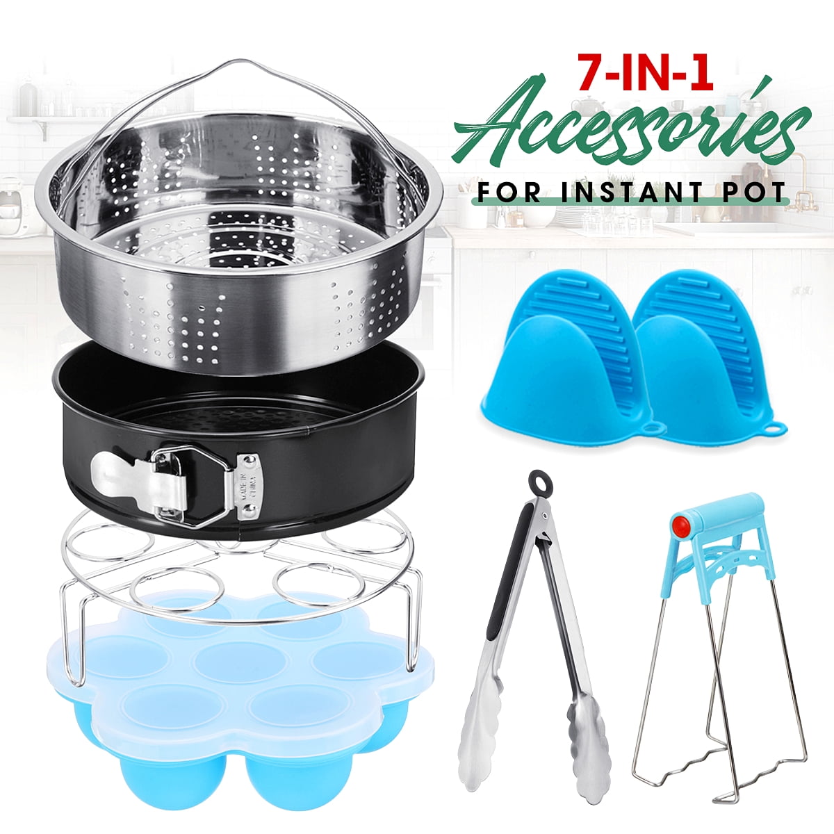 7Pcs Pressure Cooker Accessories Non-Stick Springform Pan, Steamer ...