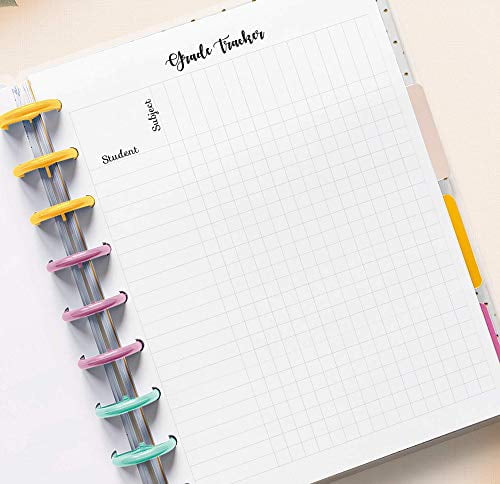 Grade Tracker, Teacher Planner Assignment Log for 9 Disc Happy Planners ...