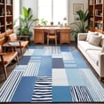 Area Rug 5x8ft, Blue Gradient Color Block Collage Art Washable Rugs for ...
