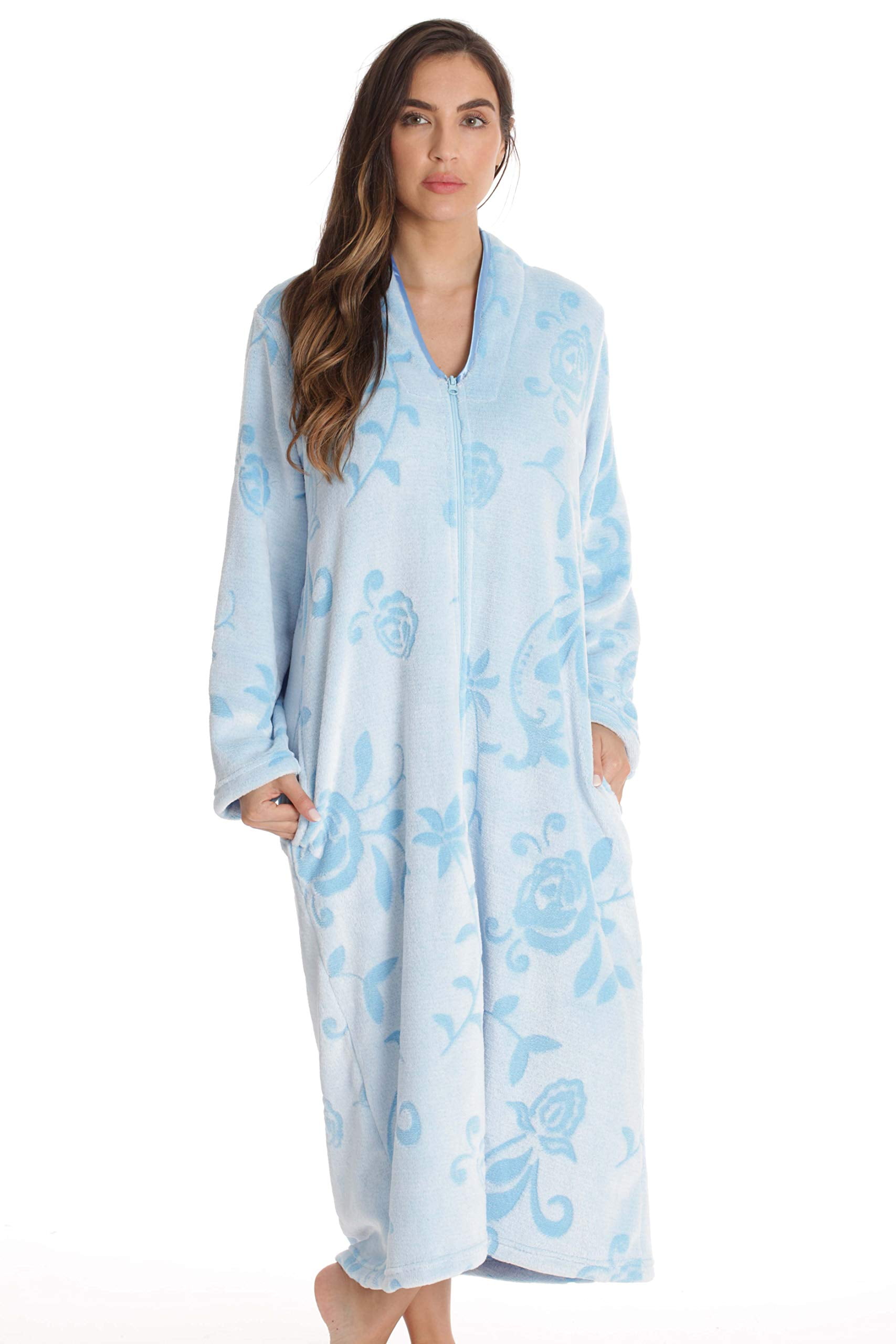 Just Love Plush Zipper Lounger Robe - Solid Color Bathrobe for Women ...