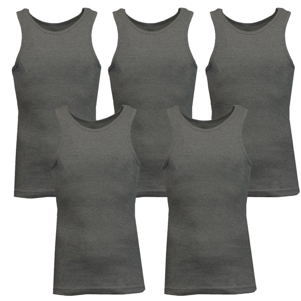 Mens Heavyweight Ribbed Tank Top (5-PACK) - Walmart.com