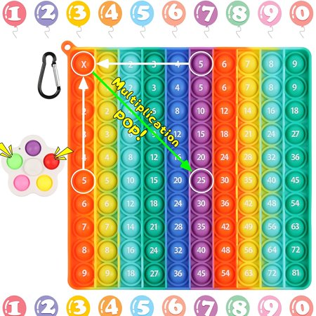 Susimond Pop Bubble Multiplication Table Fidget Toy, 100 Rainbow Bubble ...