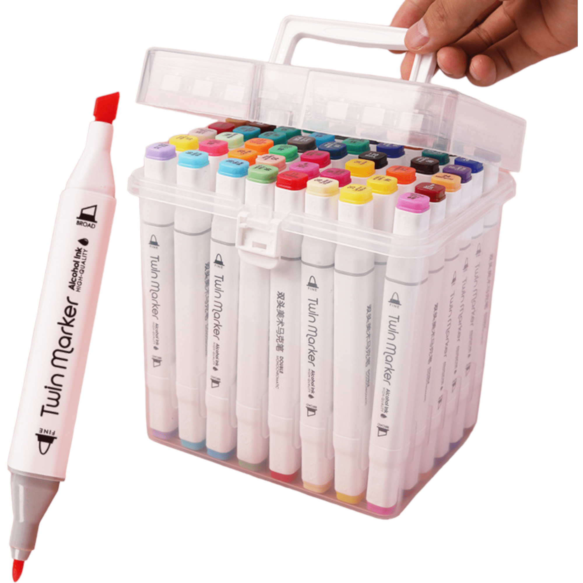 24 Colors Marker Dual Tip, Double Head Square And Circle Permanent ...