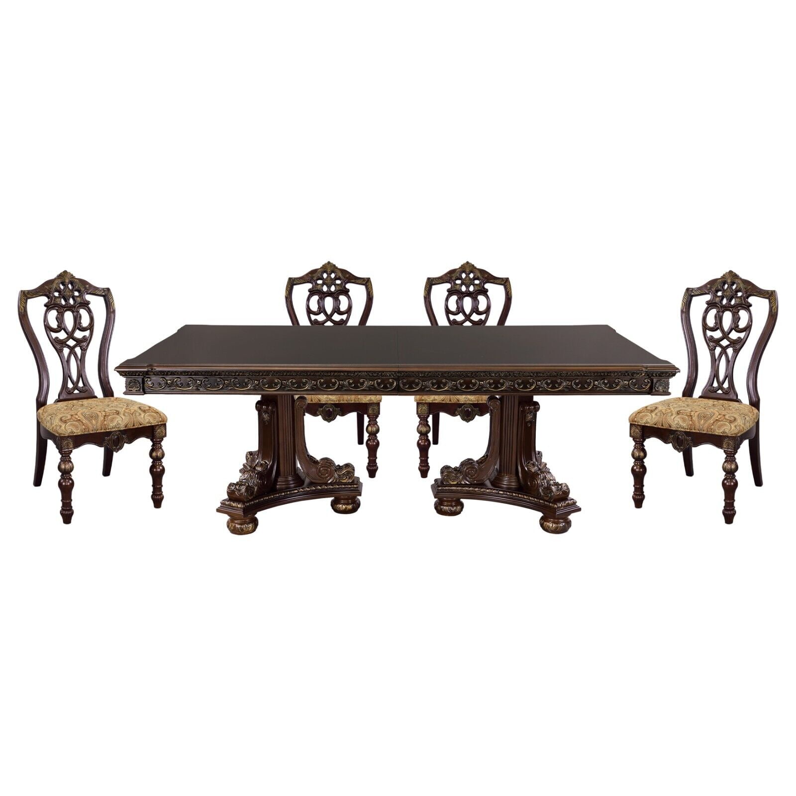 Formal Traditional Dark Cherry Finish Dining Set 5pc Dining Table 4 ...
