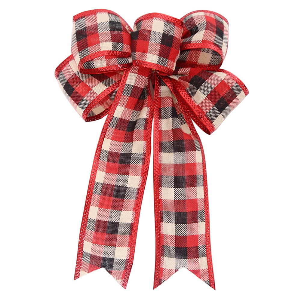 Christmas Tree Topper Bow, 6PCS Large Toppers Bow Red Buffalo Plaid ...