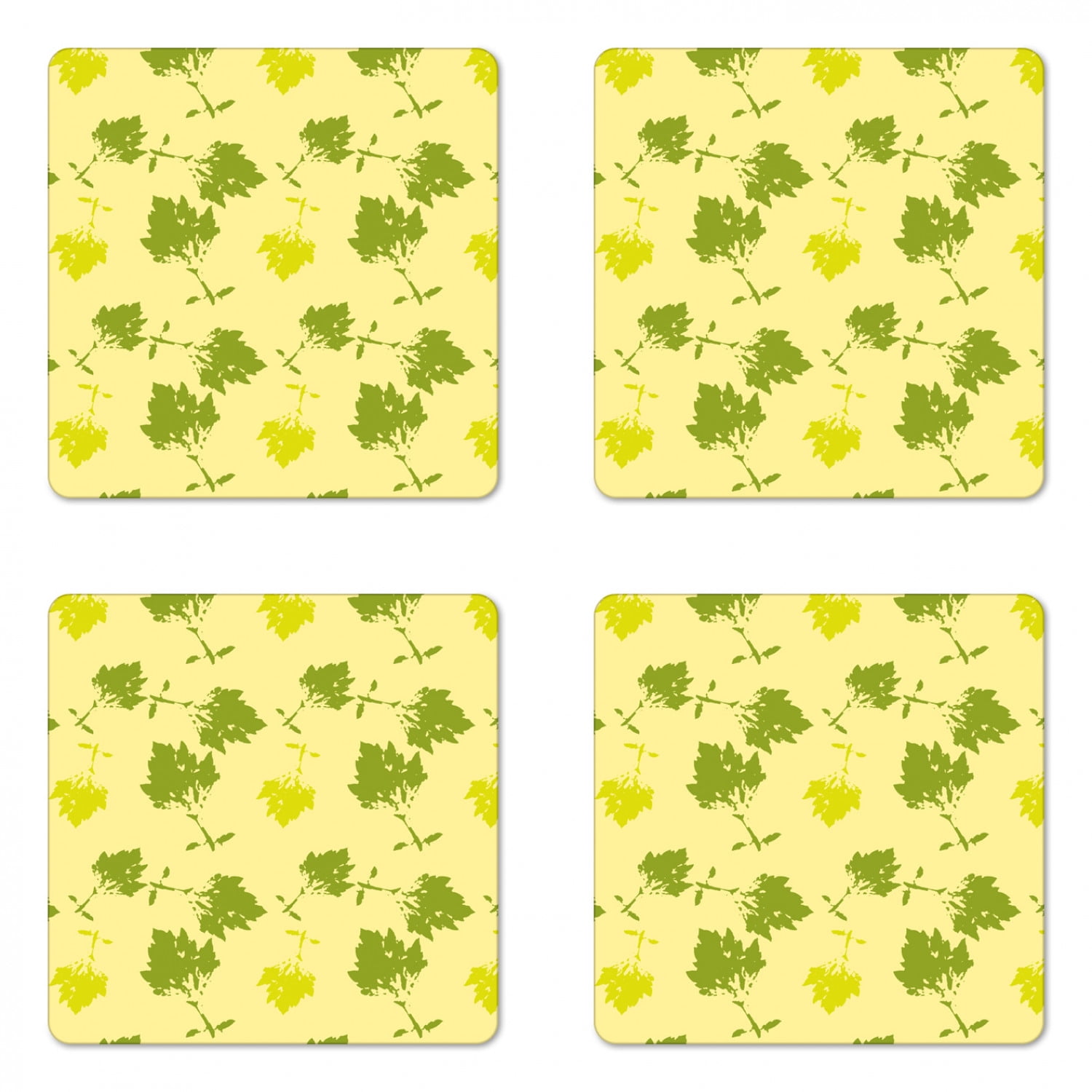 Floral Coaster Set of 4, Ornamental Plane Tree Sycamore Leaves in ...