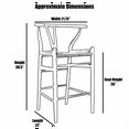 Farmhouse Style Wishbone Counter Height Bar Stool with Back Light Woven ...