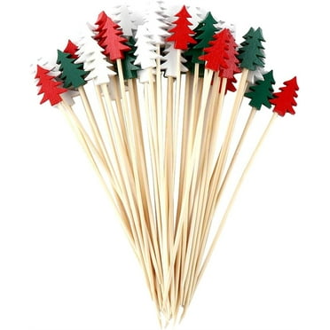Triani 100Pcs Christmas Tree Cocktail Picks 3Color of Bamboo Cocktail ...
