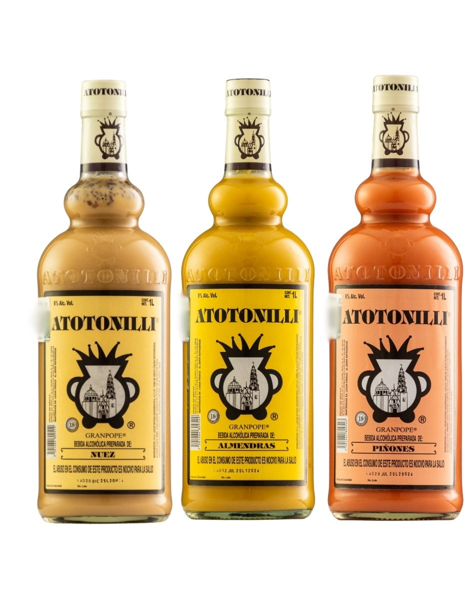 TriPack Rompope Atotonilli Nuez Almendras y Piñones 1000 ml Rompope ...